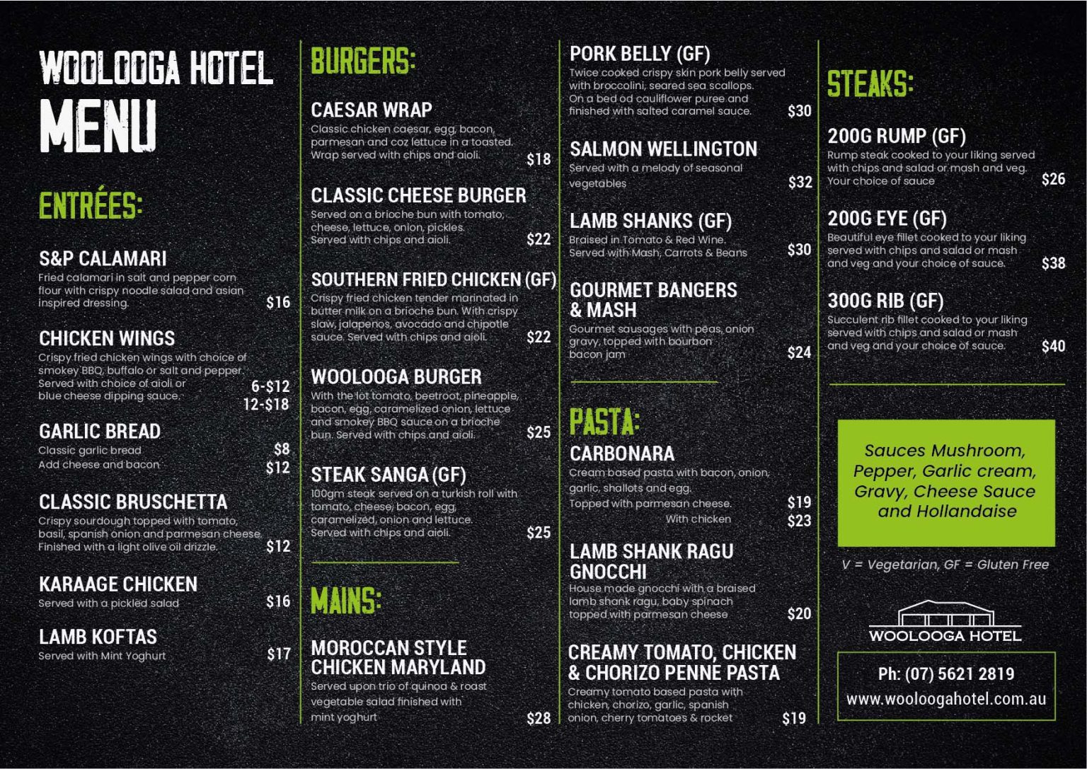 MENU GALLERY – Woolooga Hotel